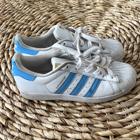 adidas | Shoes | Adidas Light Blue Striped Sneakers | Poshmark